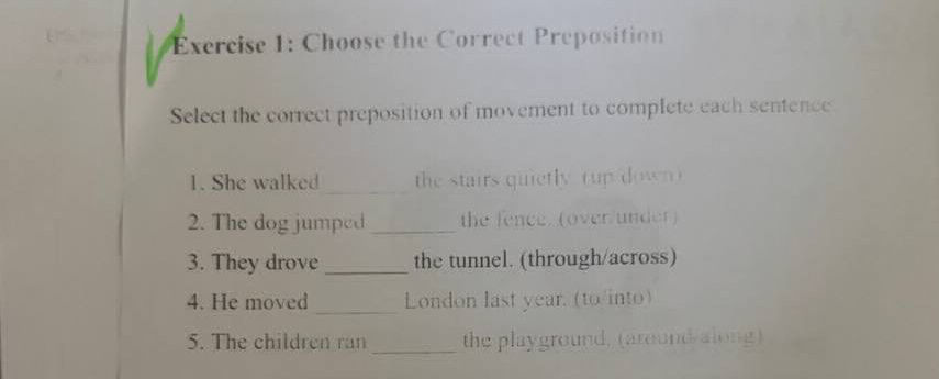 Exercise 1: Choose the Correct Preposition | StudyX