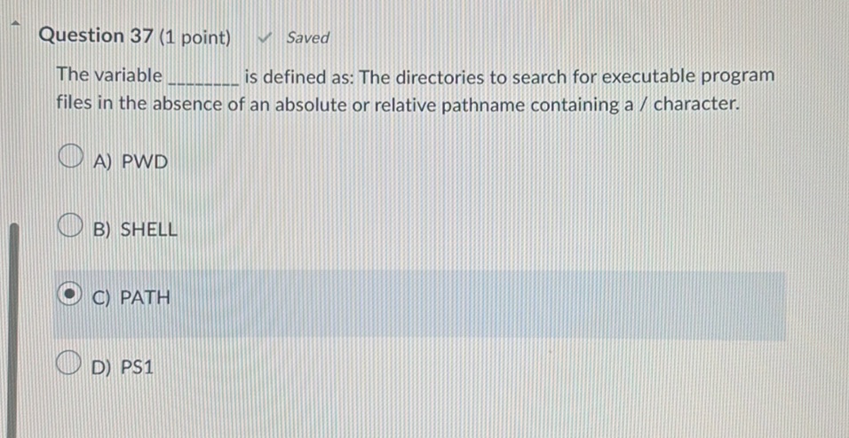 Question 37 (1 point) The variable ______ is | StudyX