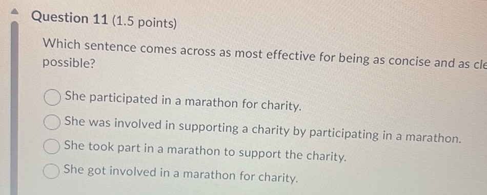 Question 11 (1.5 points) Which sentence | StudyX