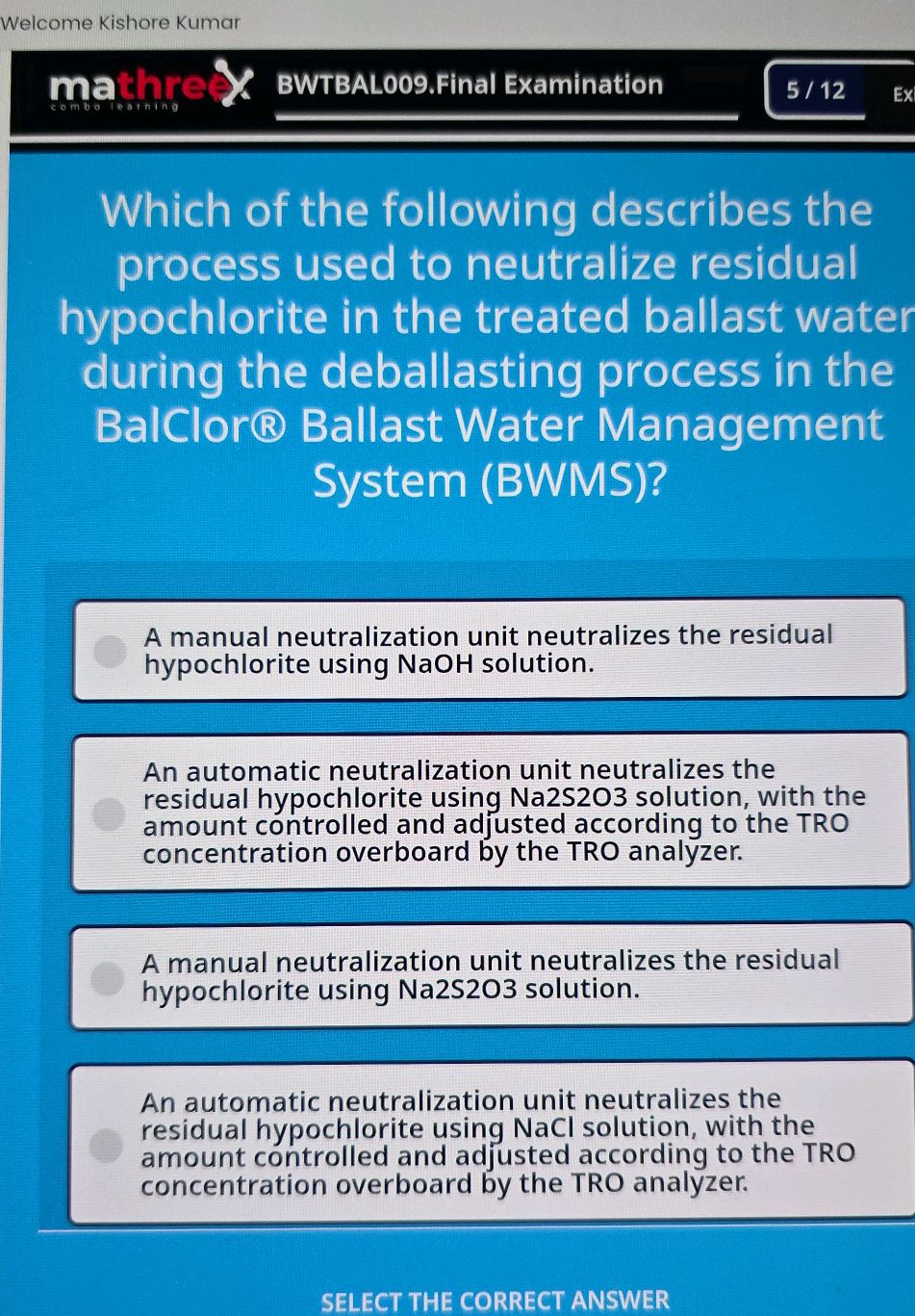 Which of the following describes the process | StudyX