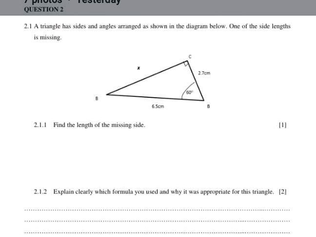2.1 A triangle has sides and angles arranged | StudyX