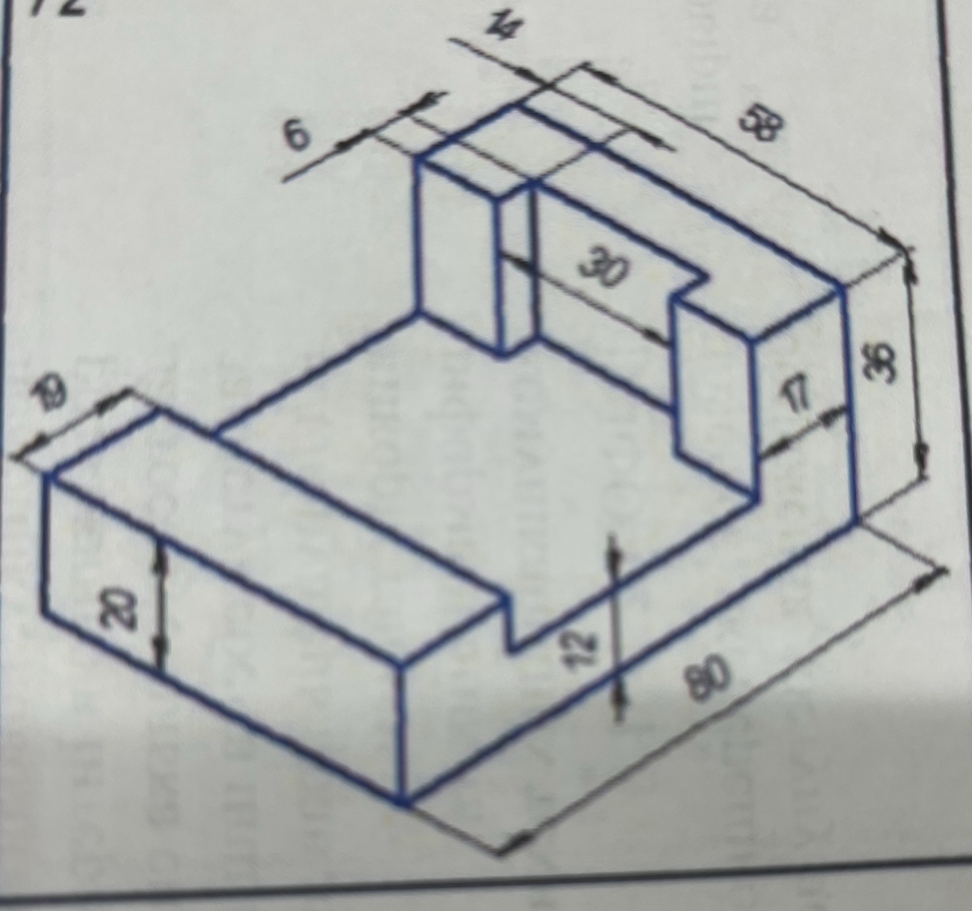 The image shows a 3D object with dimensions | StudyX