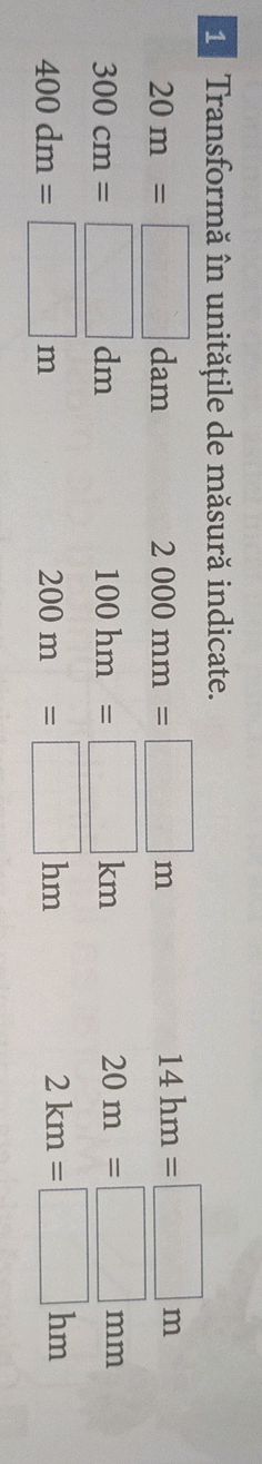 1 Transformă în unităţile de măsură | StudyX