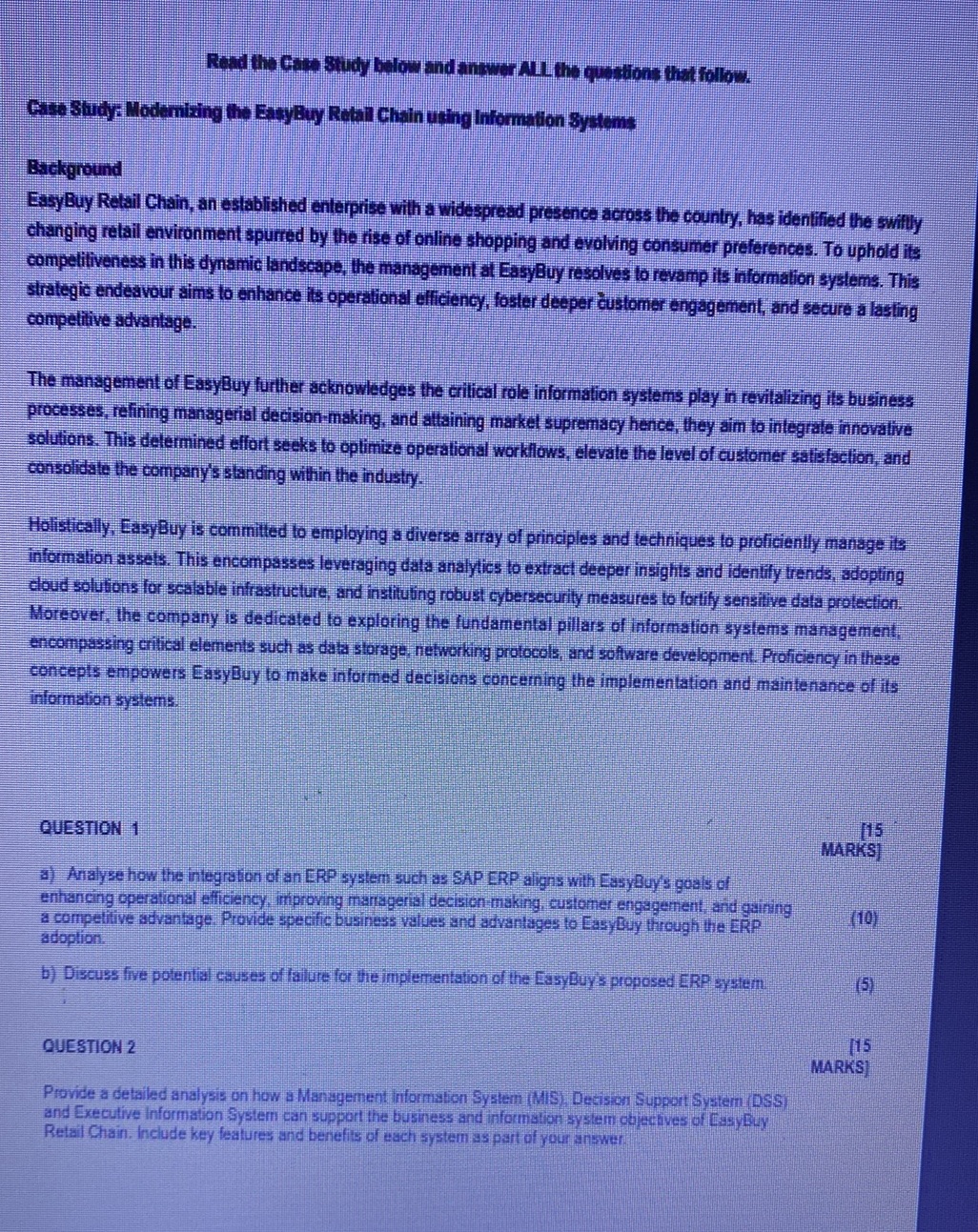 Read the Case Study below and answer ALL the | StudyX