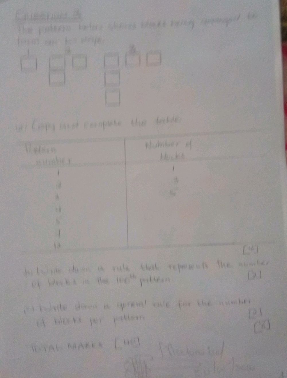 Question 3 The pattern below shows blocks | StudyX