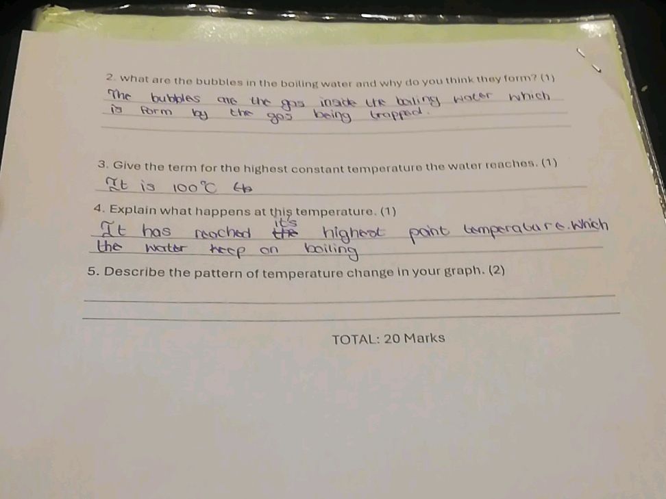 2. what are the bubbles in the boiling water | StudyX