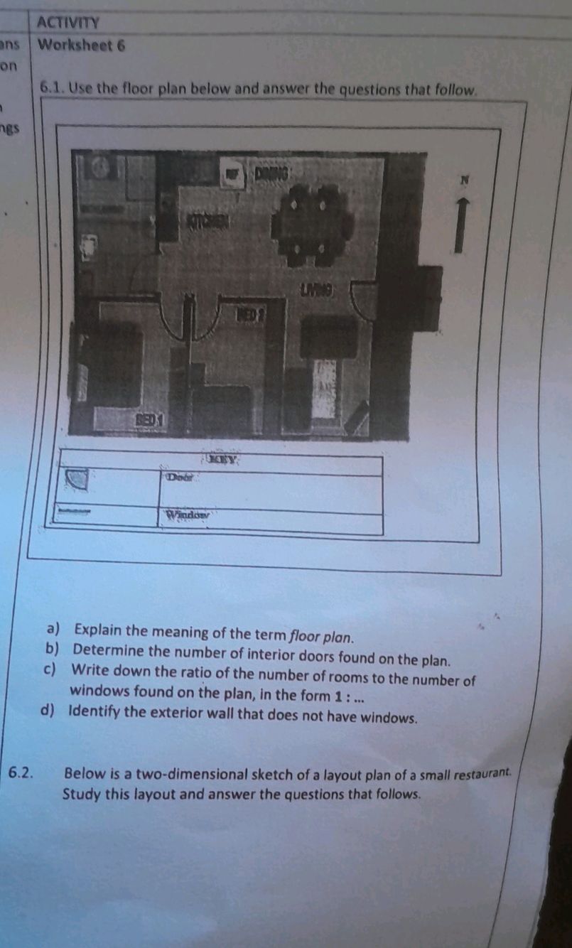 6.1. Use the floor plan below and answer the | StudyX
