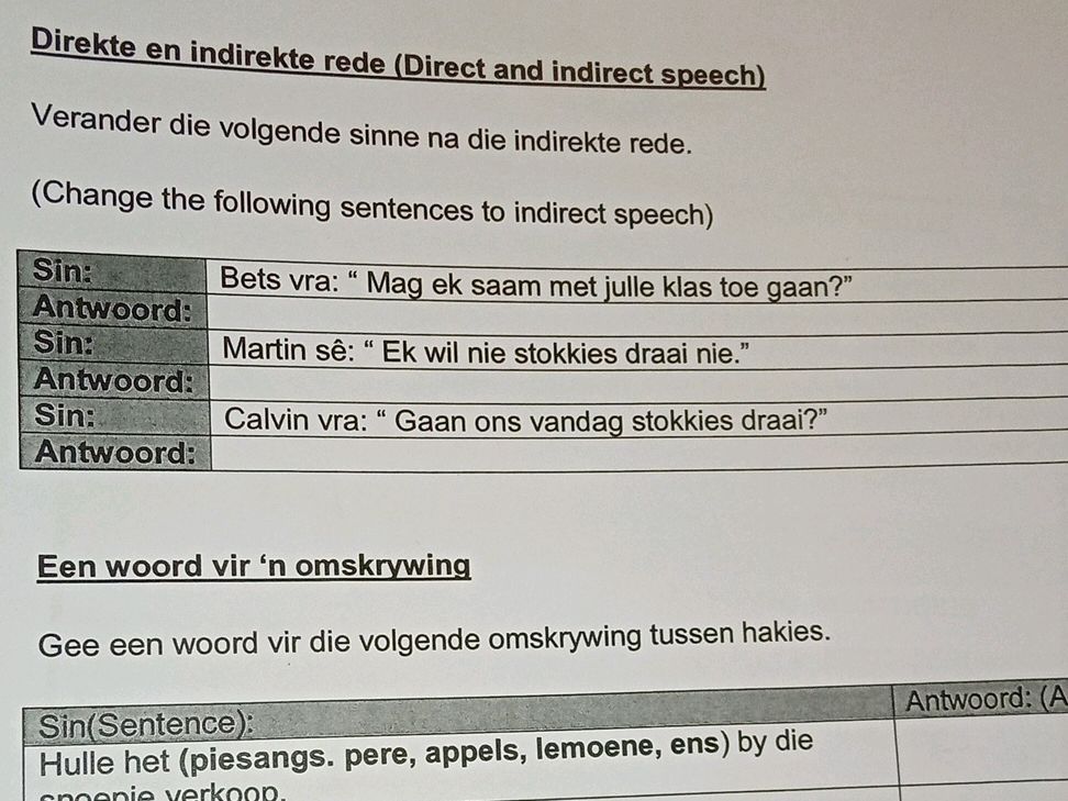 Direkte en indirekte rede (Direct and | StudyX
