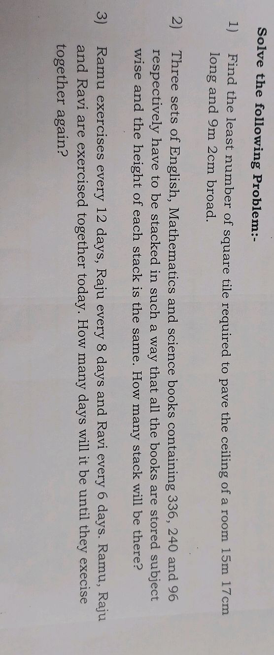 1) Find the least number of square tile | StudyX
