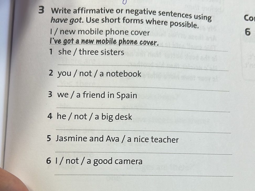 3 Write affirmative or negative sentences | StudyX