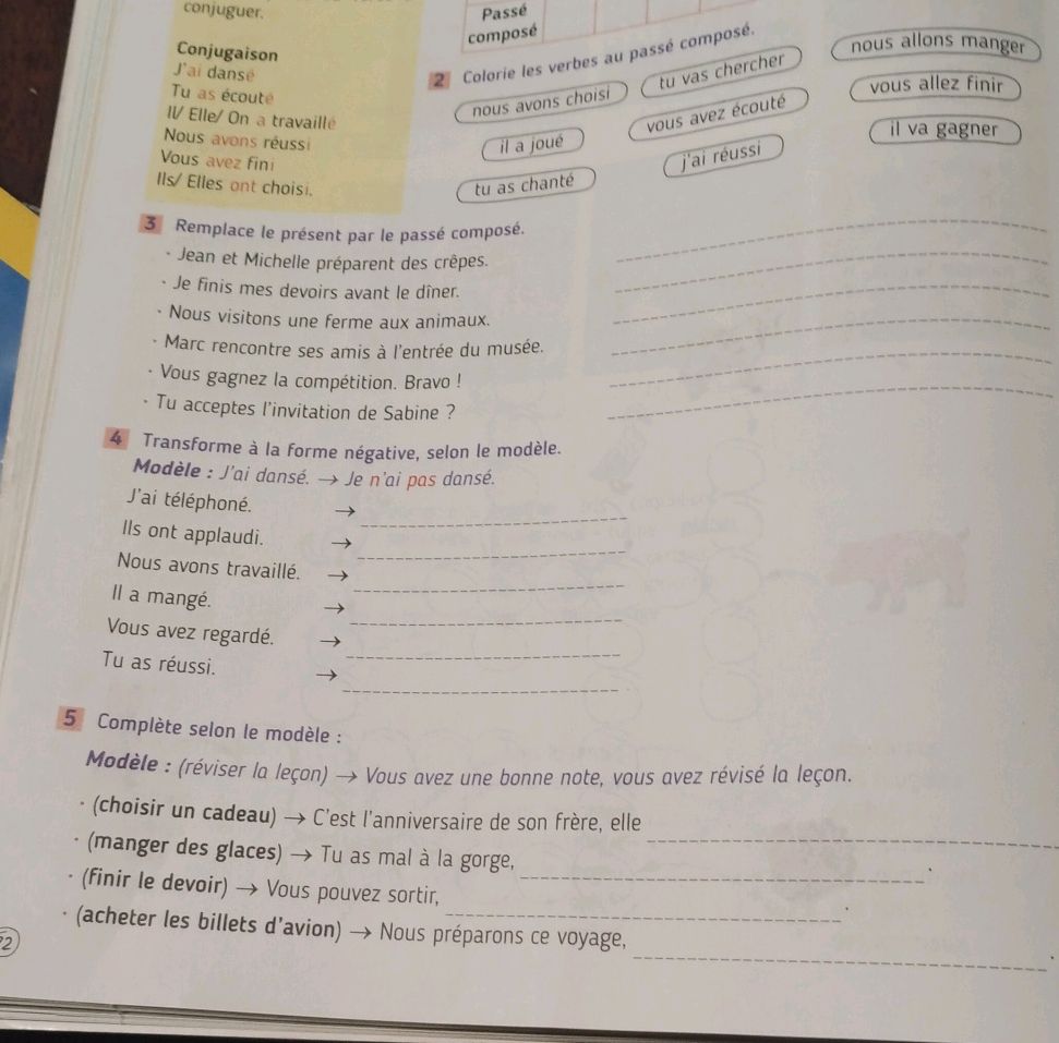 2 Colorie les verbes au passé composé. 3 | StudyX