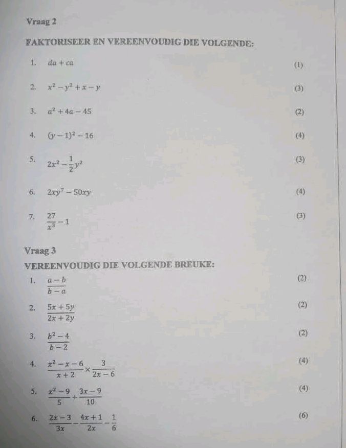 Vraag 2 FAKTORISEER EN VEREENVOUDIG DIE | StudyX