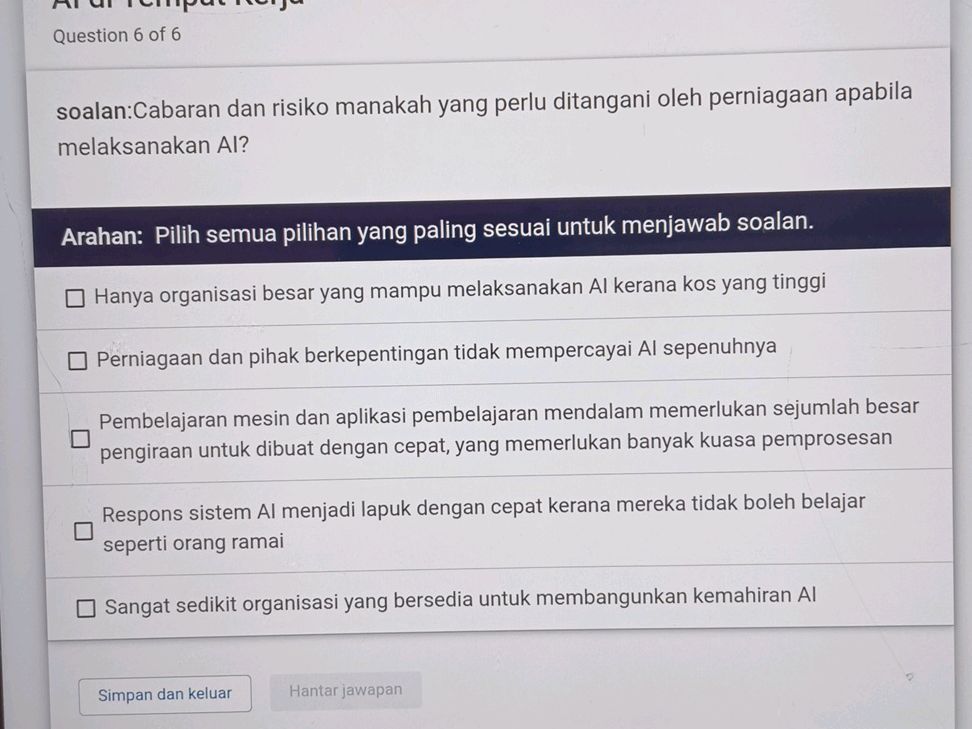 soalan: Cabaran dan risiko manakah yang | StudyX