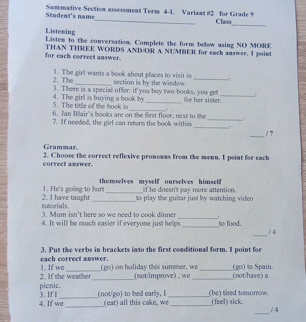 Summative Section assessment Term 4-1. | StudyX