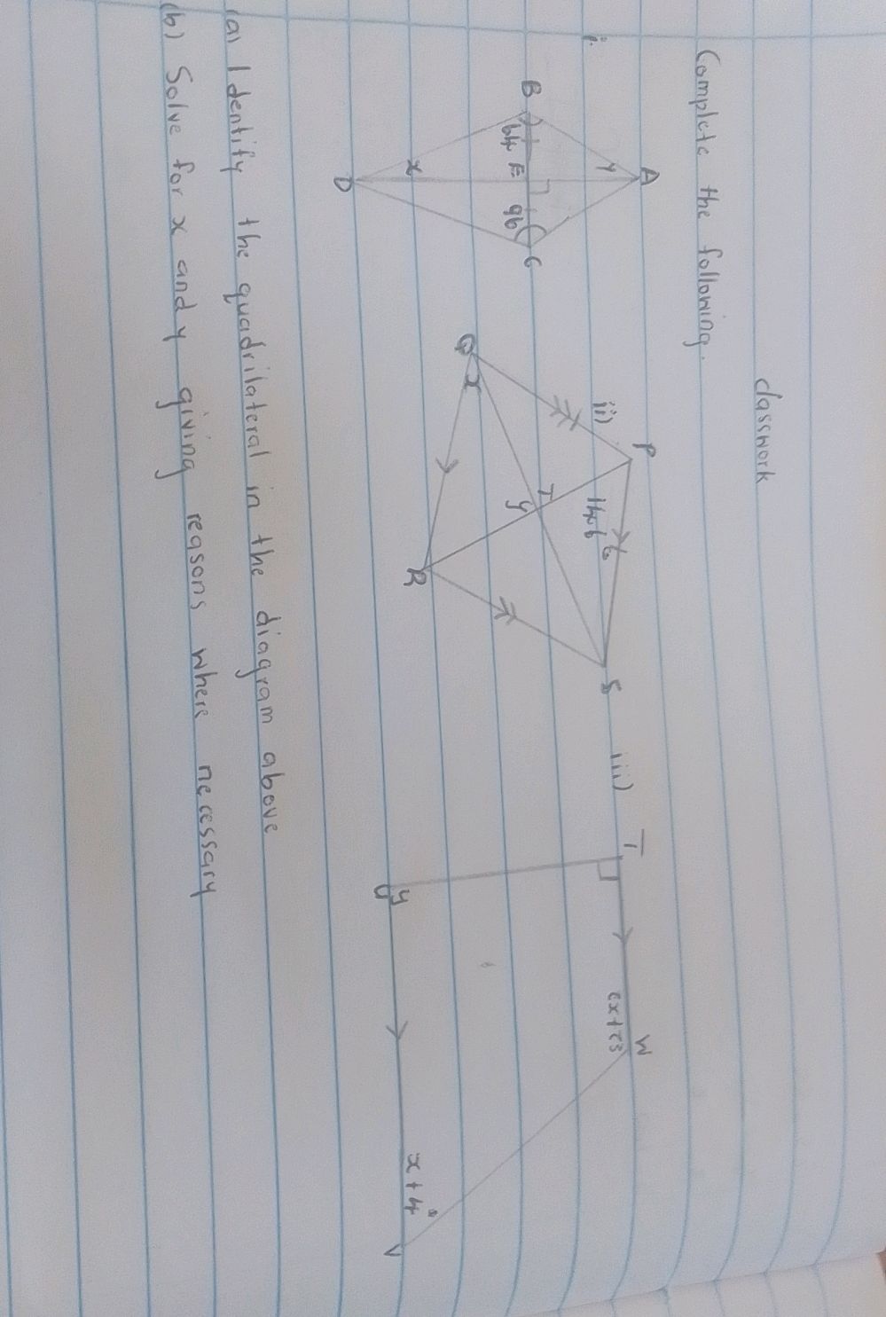 (a) Identify the quadrilateral in the | StudyX