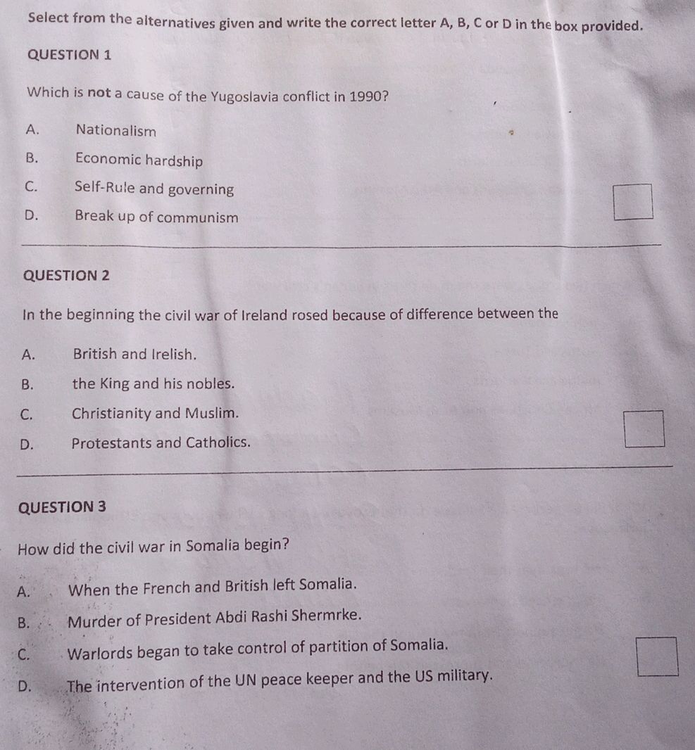 Select from the alternatives given and write | StudyX