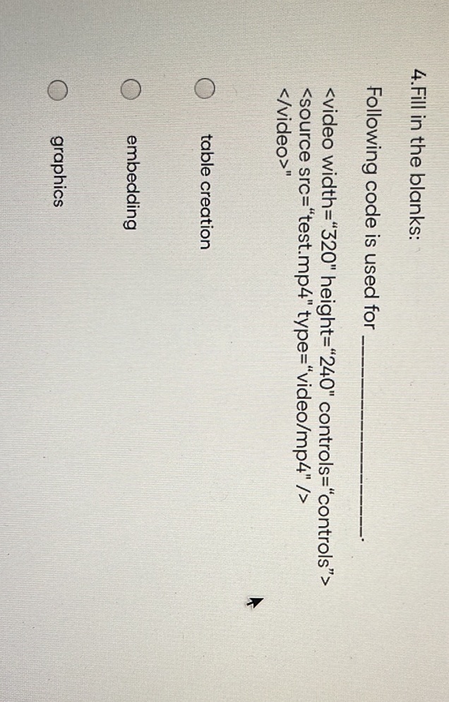 4. Fill in the blanks: Following code is | StudyX