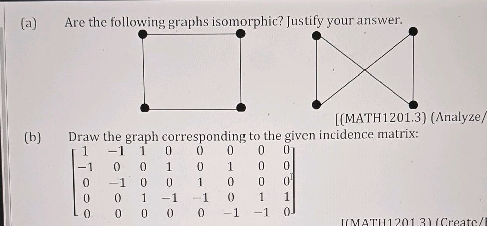 (a) Are the following graphs isomorphic? | StudyX