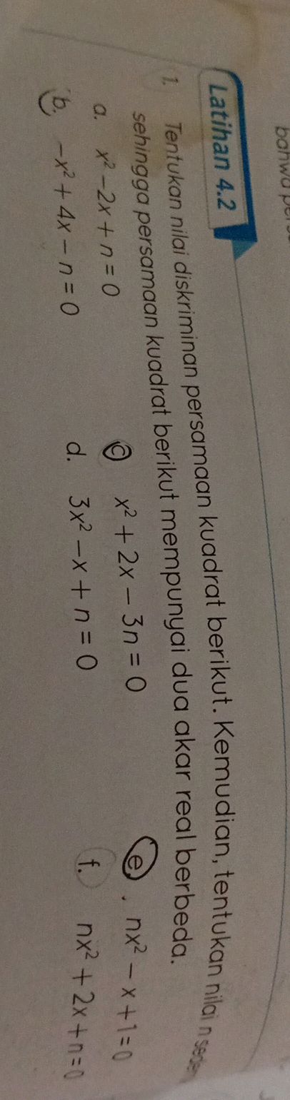 1. Tentukan nilai diskriminan persamaan | StudyX