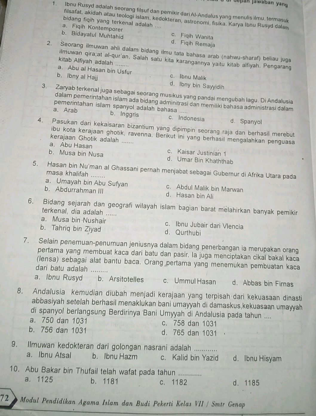 1. Ibnu Rusyd adalah seorang filsuf dan | StudyX