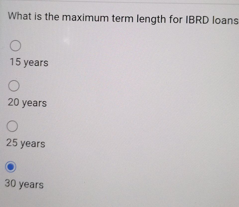 What is the maximum term length for IBRD | StudyX