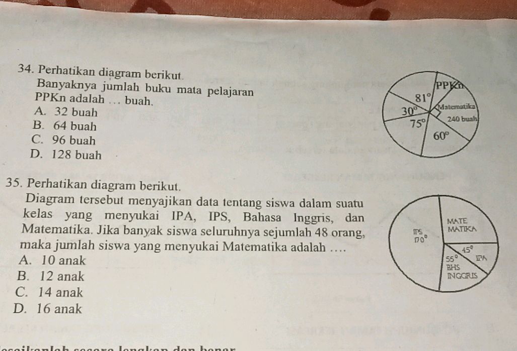 34. Perhatikan diagram berikut. Banyaknya | StudyX