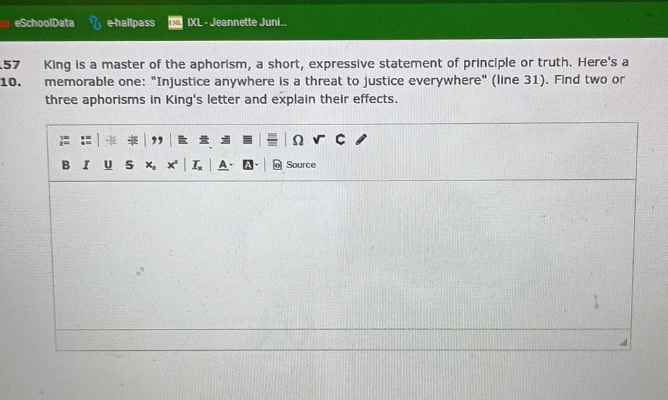 King is a master of the aphorism, a short, | StudyX