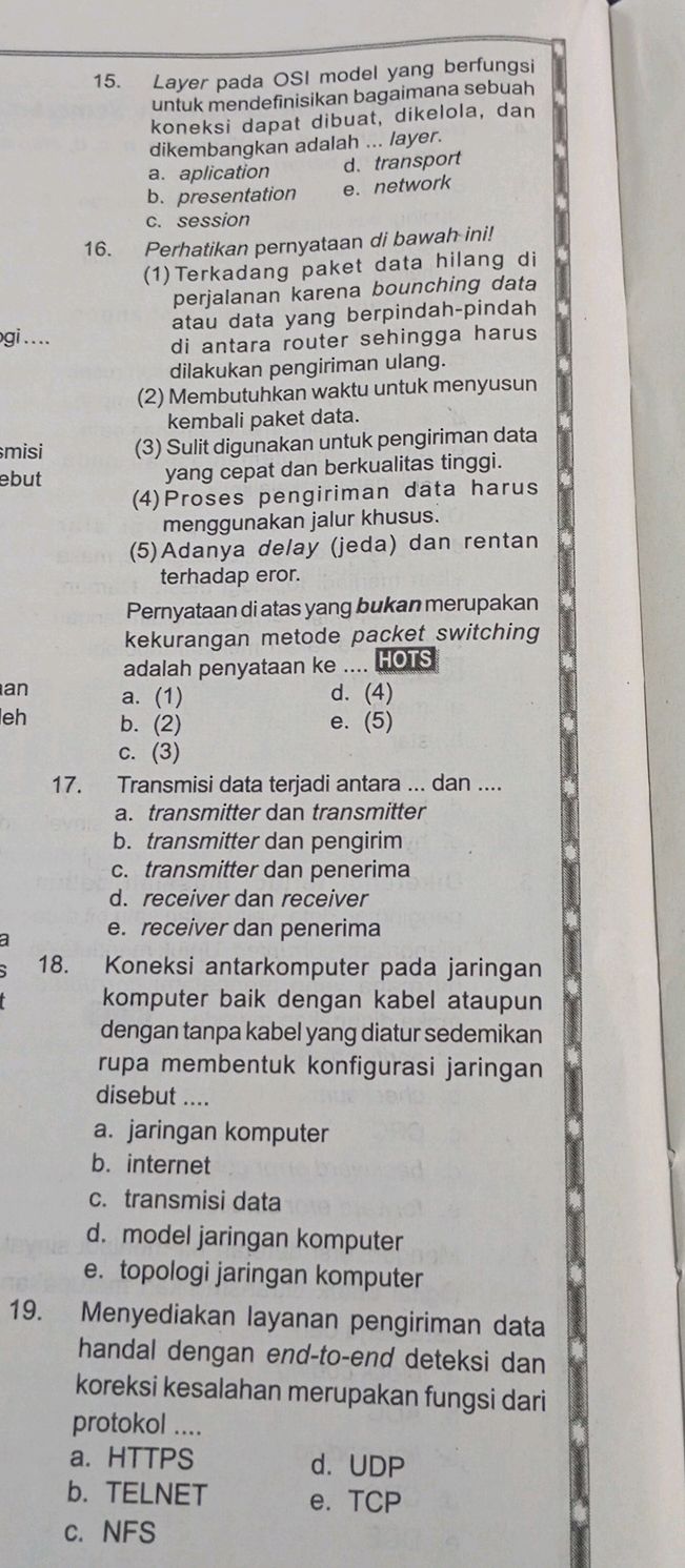 15. Layer pada OSI model yang berfungsi | StudyX