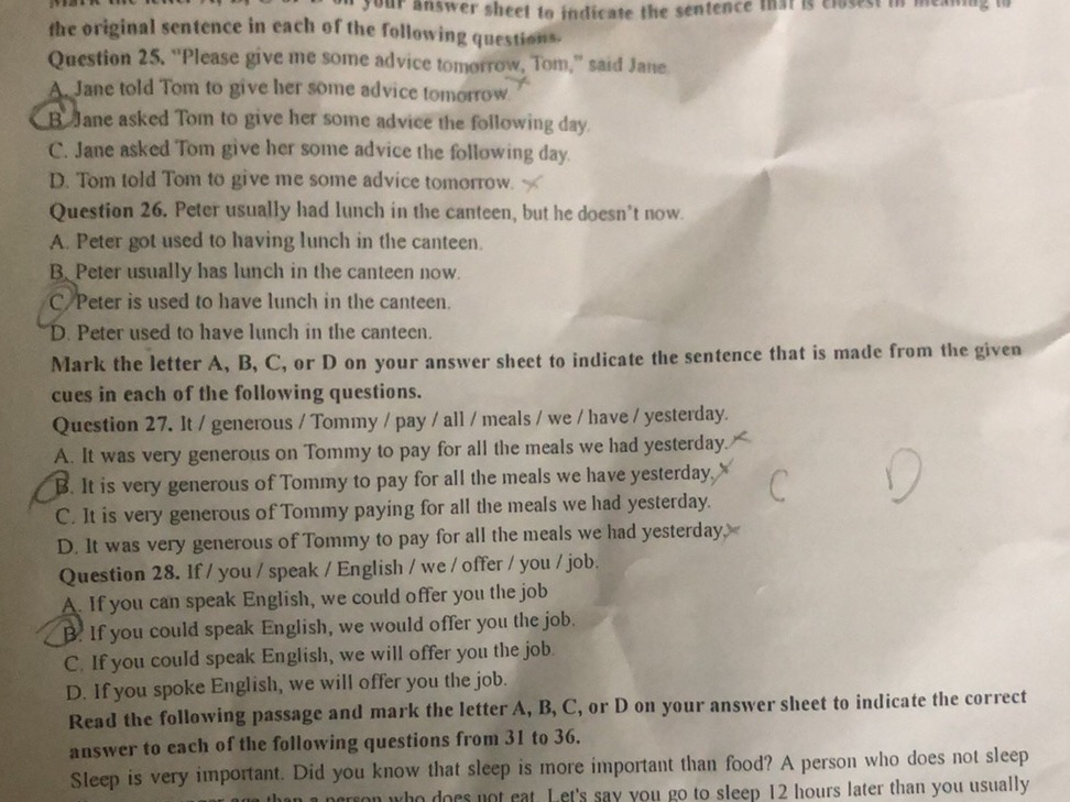 Question 25. "Please give me some advice | StudyX