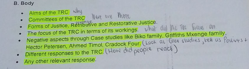 B. Body * Aims of the TRC Why * | StudyX