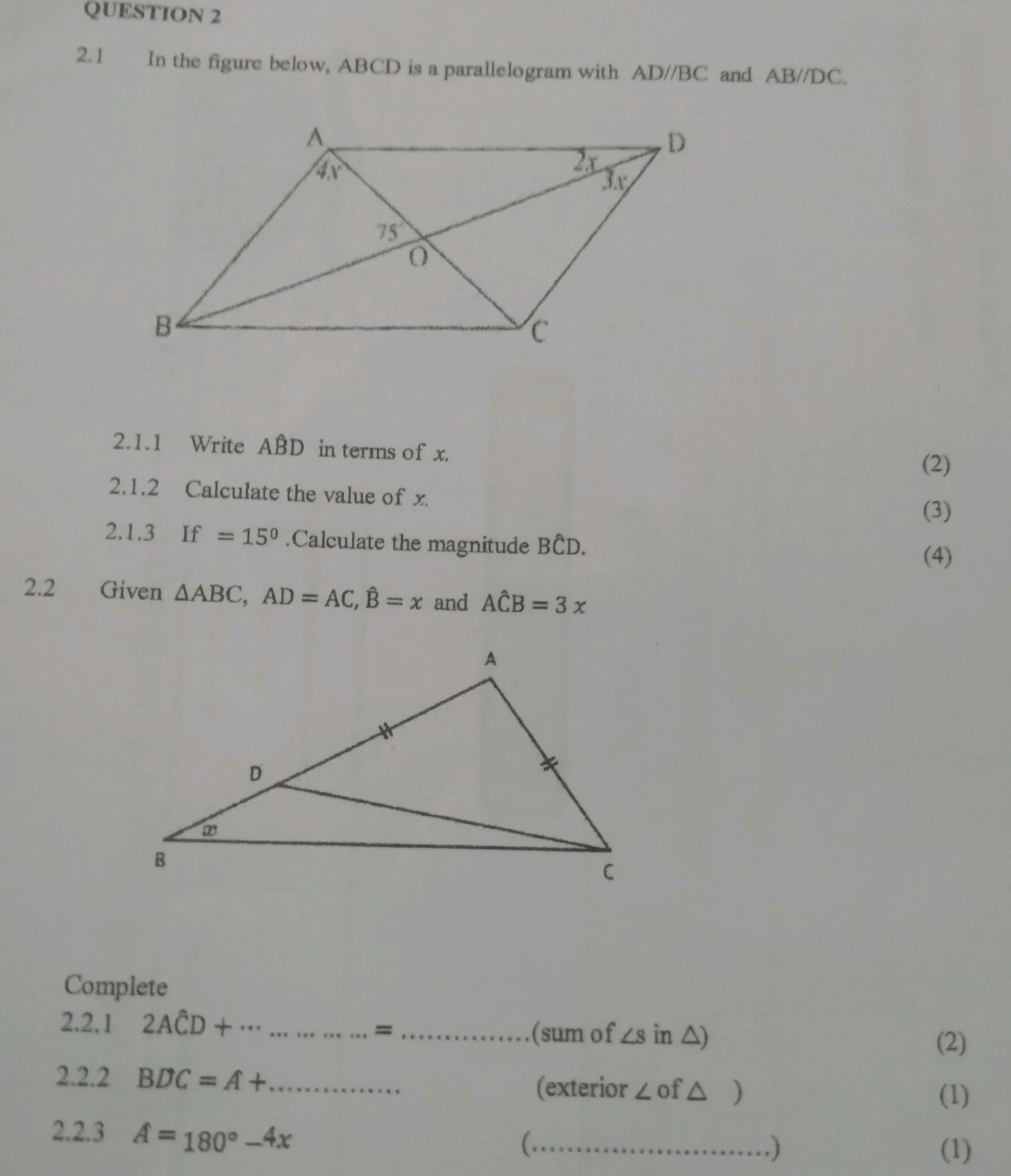 2.1 In the figure below, ABCD is a | StudyX