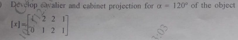 Develop cavalier and cabinet projection for | StudyX