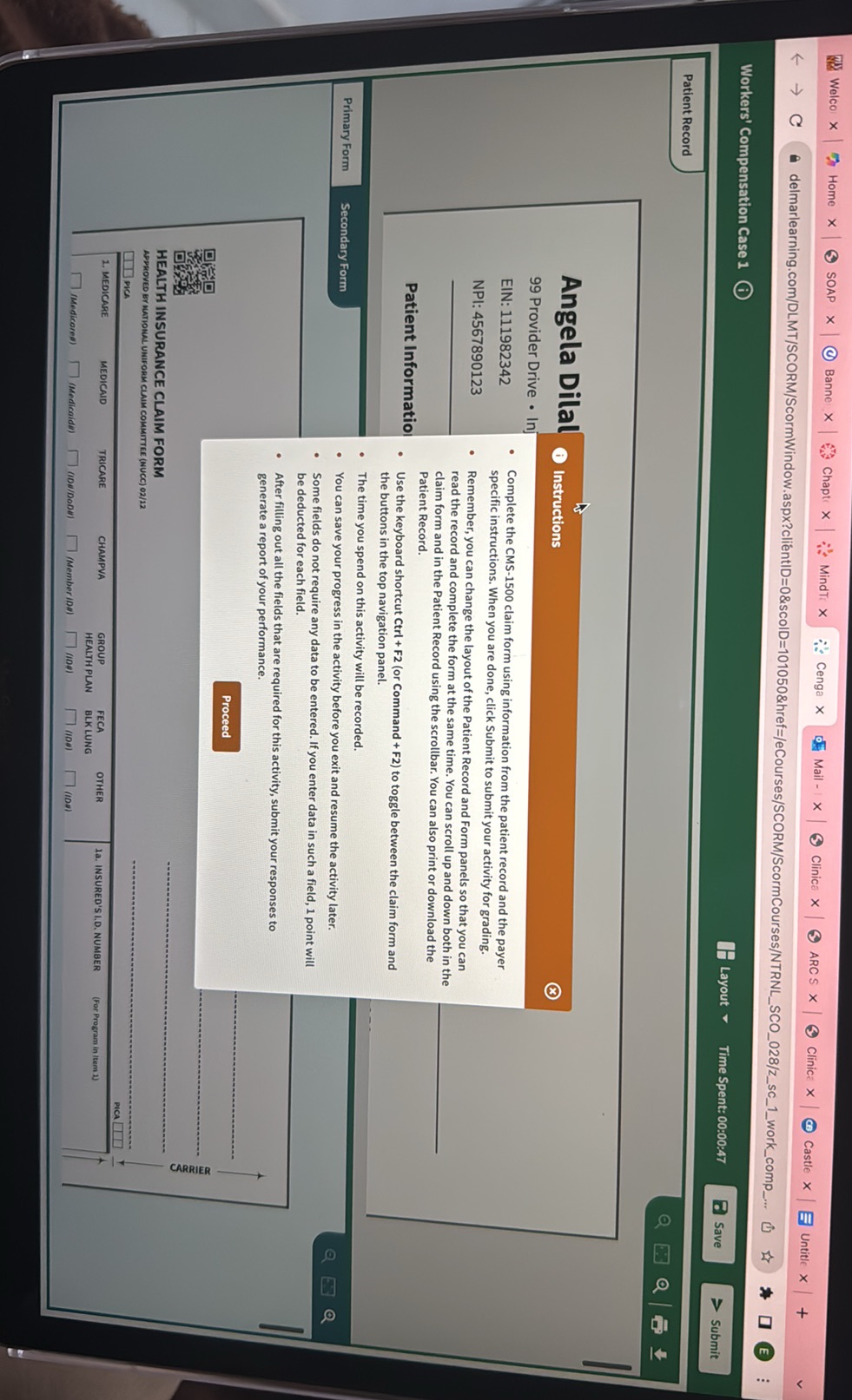 Complete the CMS-1500 claim form using | StudyX