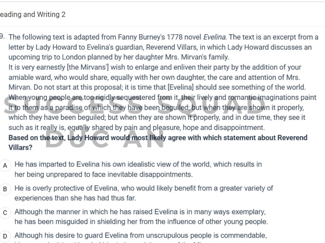 9. The following text is adapted from Fanny | StudyX