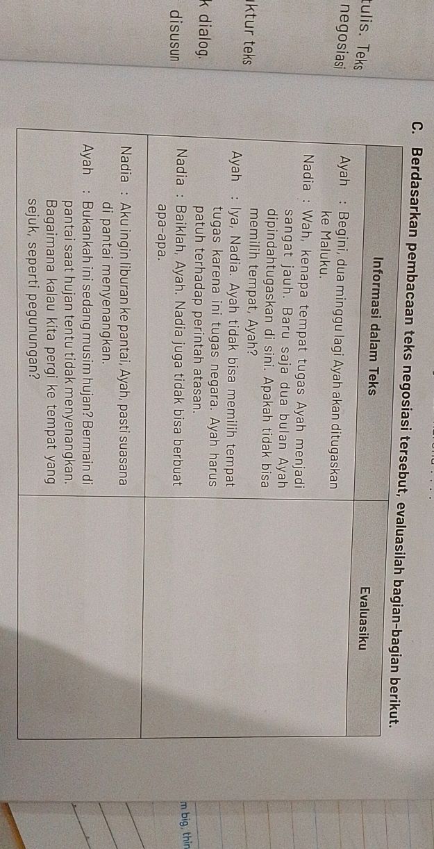 C. Berdasarkan pembacaan teks negosiasi | StudyX