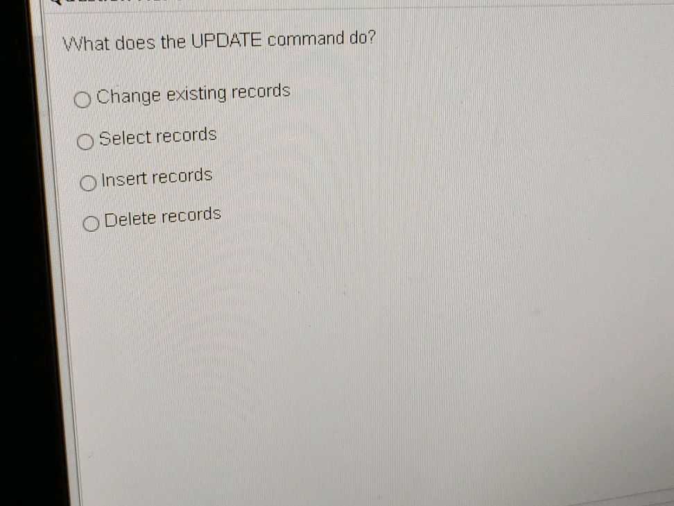 What does the UPDATE command do? Change | StudyX