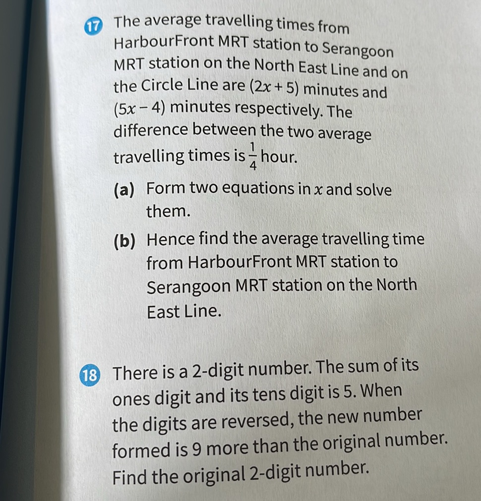 17 The average travelling times from | StudyX
