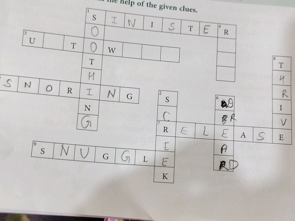Crossword puzzle with some letters filled | StudyX