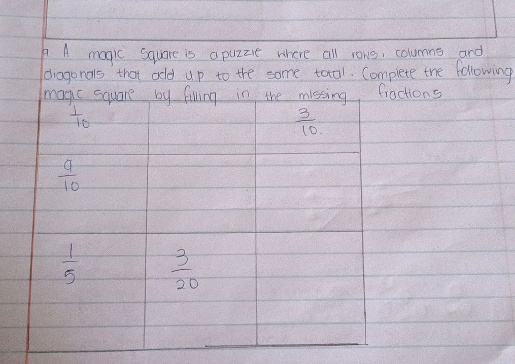 a. A magic square is a puzzle where all | StudyX