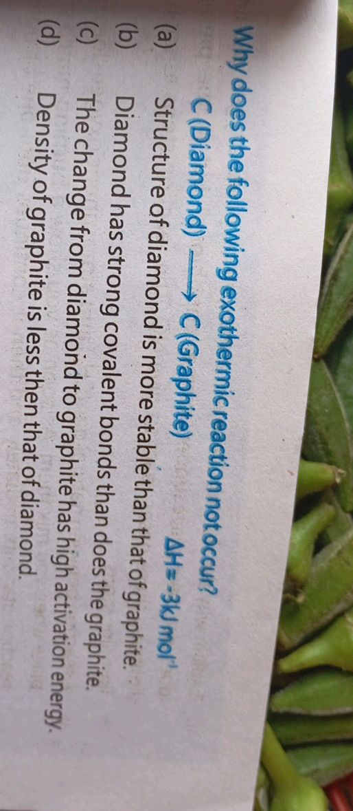 Why does the following exothermic reaction | StudyX