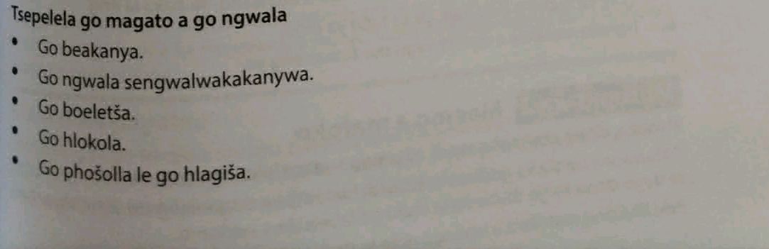 Tsepelela go magato a go ngwala Go | StudyX