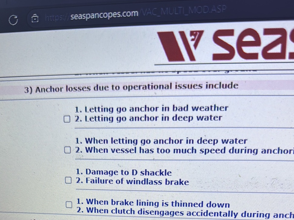 3) Anchor losses due to operational issues | StudyX