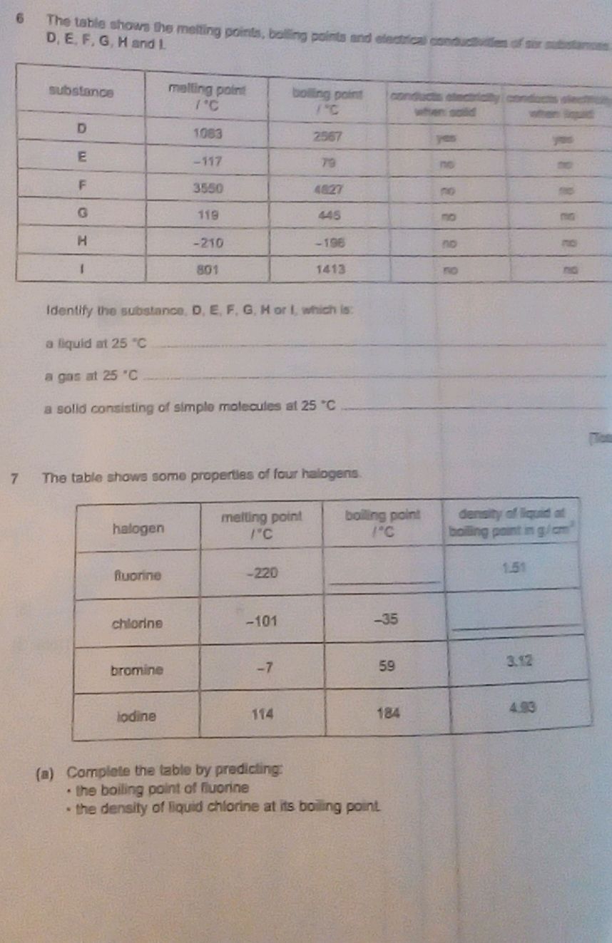6 The table shows the melting points, | StudyX