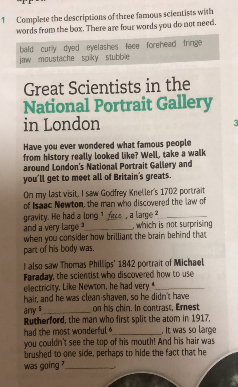 Complete the descriptions of three famous | StudyX