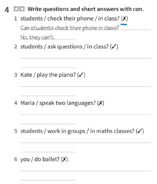 4 Write questions and short answers with | StudyX