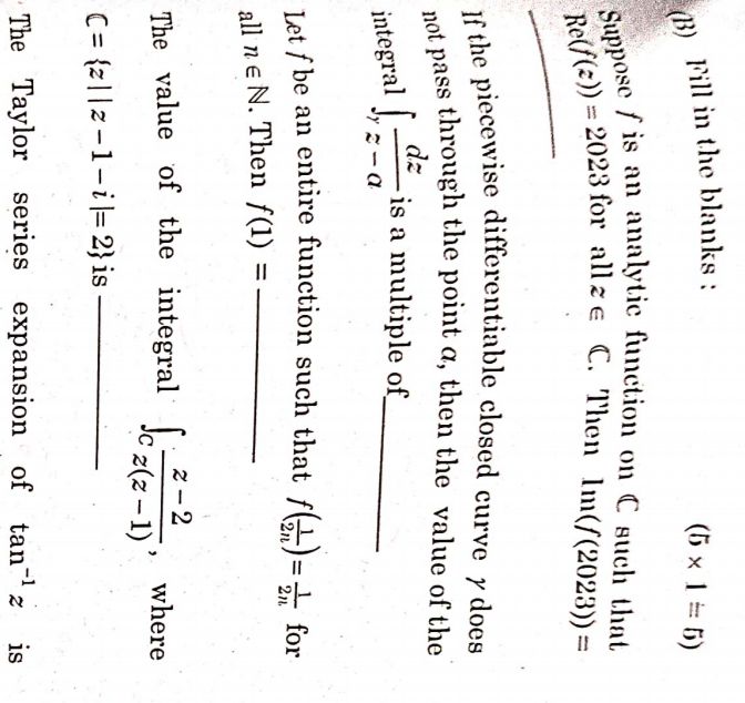 (B) Fill in the blanks: (5 x 1 = 5) Suppose | StudyX