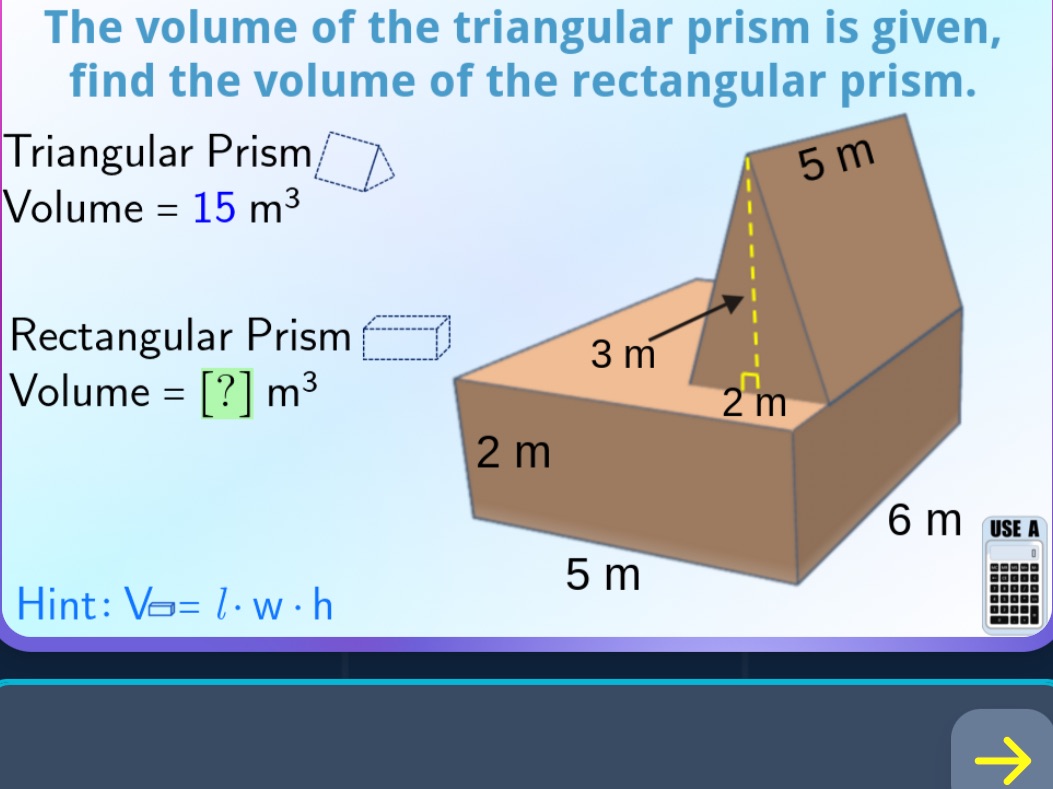 The volume of the triangular prism is given, | StudyX