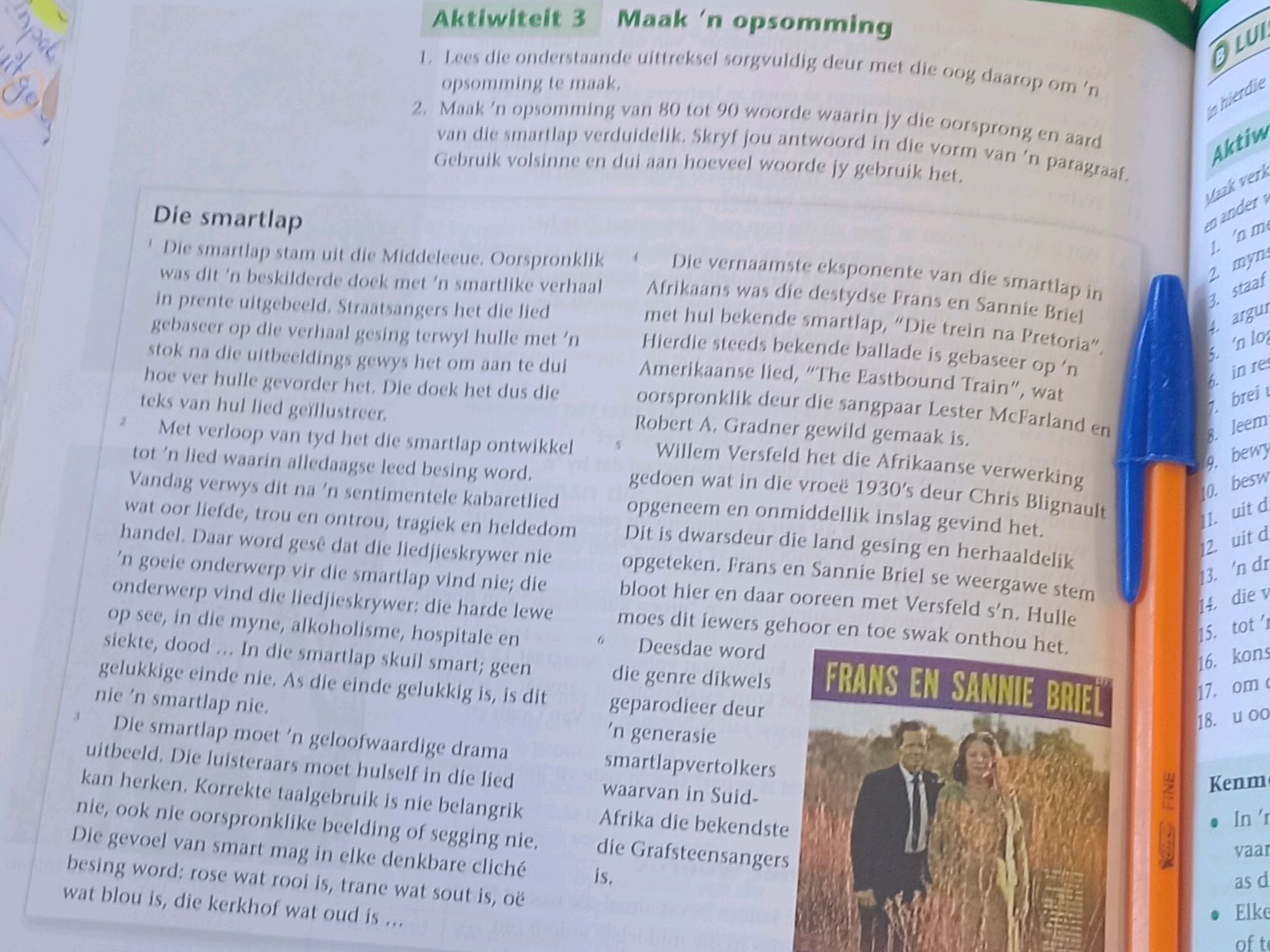 Aktiwiteit 3 Maak 'n opsomming 1. Lees die | StudyX