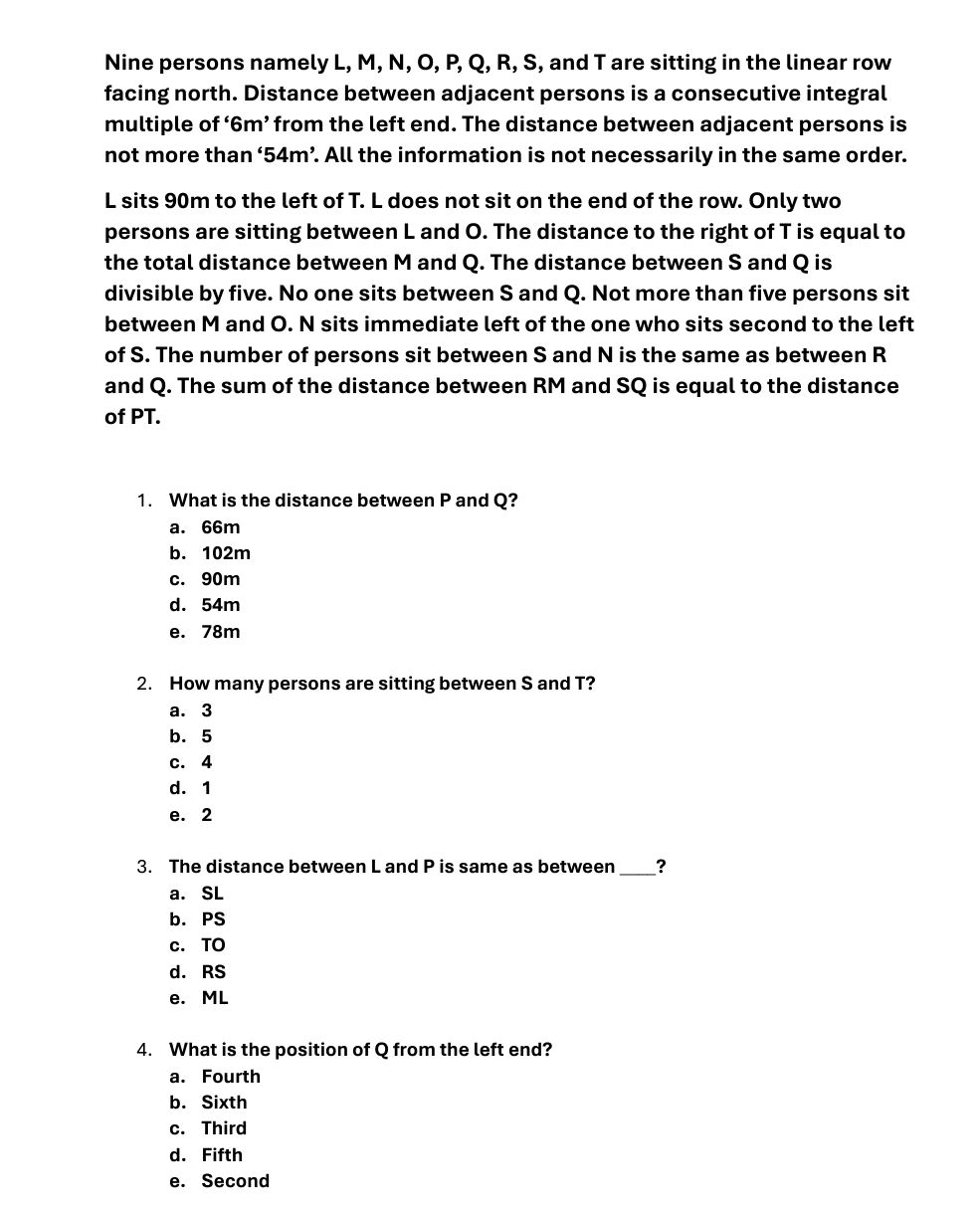 Nine persons namely L, M, N, O, P, Q, R, S, | StudyX