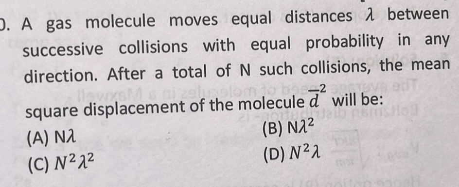A gas molecule moves equal distances $ $ | StudyX